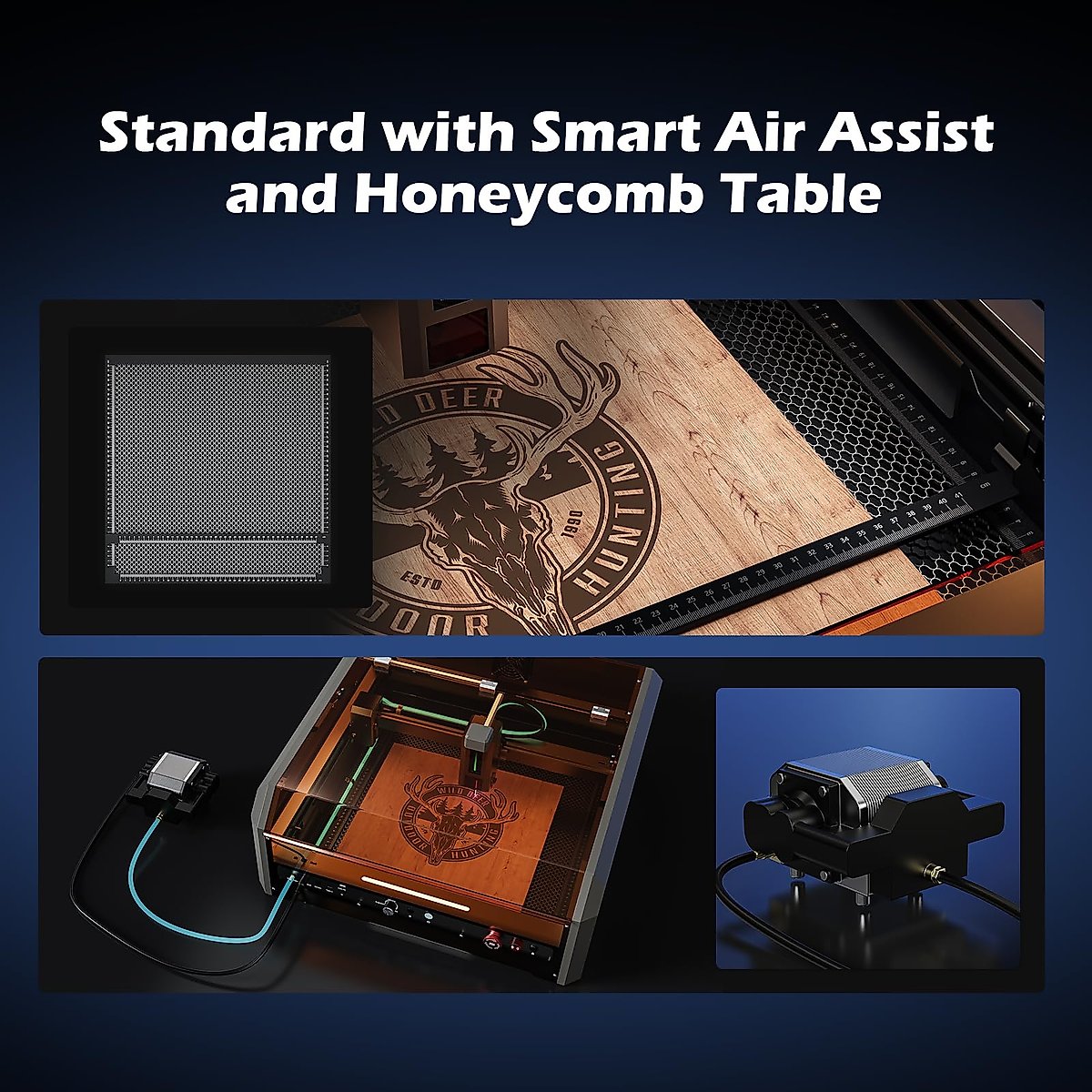 Genmitsu L8 Laser Engraver, 40000mm/min All-in-one Laser Engraving Machine, 20W Power Output Laser Cutter Built-in Acrylic Enclosure with Vent, Air Assist Pump, Honeycomb, Camera, Laser Safety Class 1