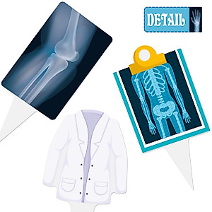 48Pcs Radiology X Ray Cupcake Toppers Radiology Birthday Party Decorations X ray Theme Cupcake Picks Decorations for Radiology Xray Doctor Medical Theme Party Baby Shower Supplies