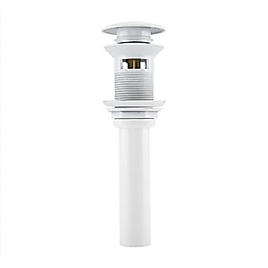 White Drain Stopper, Kitchen Bathroom Basin Sink Coating Brass Drainer for Washbasin Bath Up with Overflow Hole Tub Ceramic