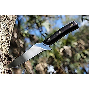 Old Timer 15OTCP Deerslayer 10.5in High Carbon S.S. Full Tang Fixed Blade Knife with 5.6in Clip Point Blade, Sawcut Handle, and Leather Belt Sheath for Hunting, Camping, Skinning, EDC, and Outdoor