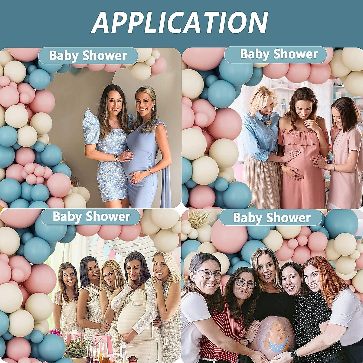 170PCS Boho Baby Shower Gender Reveal Party Decorations Supplies, Different Sizes 18/12/5 inch Boho Gender Reveal Baby Shower Dusty Pink and Blue Sand White Nude Balloons Balloon Garland Arch Kit