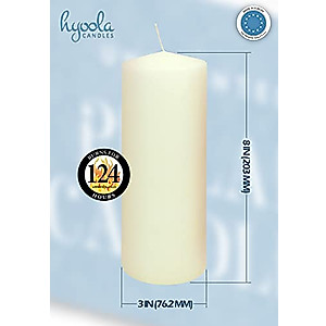 Hyoola Ivory Pillar Candles 3x8 Inch - Unscented Pillar Candles - 6-Pack - European Made
