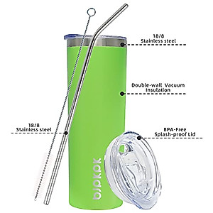 BJPKPK 20 oz Skinny Tumbler With Lid Insulated Travel Coffee Mug Stainless Steel Sublimation Water Tumblers Cup,Green