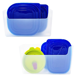 MaraFansie 2 Pack Over Cabinet Organizer Storage Lid Organizer Caddy Space Saver No Drilling Adhesive Over Door Organizer, Clear