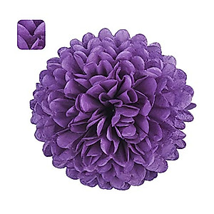 MISU 10" Purple Tissue Pom Poms DIY Tissue Paper Flowers for Birthday Wedding Baby Shower Tea Party Dessert Table Decoration, Pack of 18