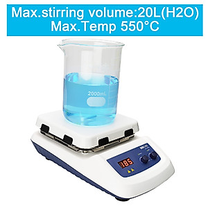 ONiLAB 8050122211 550C Magnetic Hotplate Stirrer Max Heating Temperature to 550℃ Speed 1500rpm, White, Glass Ceramic