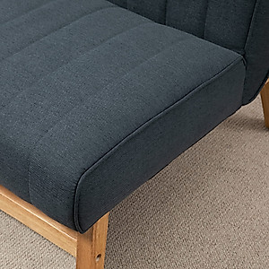 HOMCOM 42" Loveseat Sofa with Rubber Wood Legs, Space-Saving Upholstered Couch, Small 2 Seater Sofa - Graphite