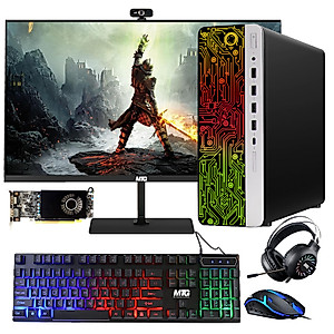 HP G3 Gaming Desktop PC, Intel Core i7 6th Gen, AMD RX 550 Graphics, 32GB RAM, 240GB SSD + 2TB HDD, MTG New 27 Inch Monitor, RGB Keyboard Mouse, Headphone, Webcam, Win 10 Pro (Renewed)