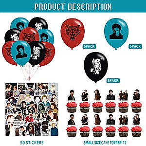 The Twilight Saga Theme Birthday Party Decorations,The Twilight Saga Party Supply Set for Kids with 1 Happy Birthday Banner , 12 Cupcake Toppers,50 Stickers ,18 Balloons for Party Decorations