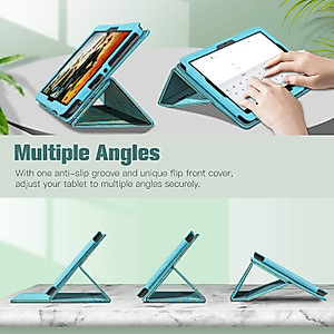 Fintie Case for All-New Amazon Fire HD 8 and Fire HD 8 Plus Tablet (10th Generation, 2020 Release) - [Flex Stand] Premium Vegan Leather Multi-Angle Folio Cover with Auto Sleep Wake, Shades of Blue