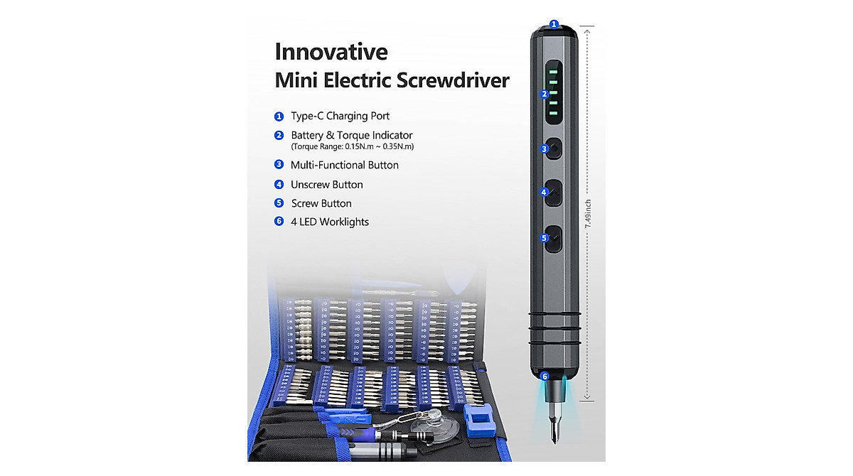 Mini Electric Screwdriver Set 140-in-1 - Perfect for Repairs