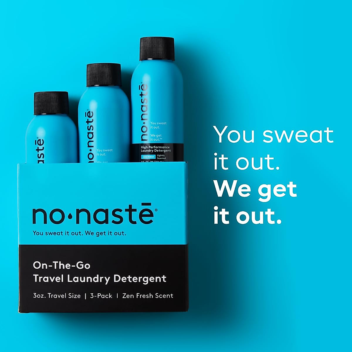 Nonaste Travel Laundry Detergent - Zen Fresh, 3 Fl Oz (Pack of 3), 9 Loads - Travel Size Laundry Detergent for Workout Clothes & More - TSA Compliant for On the Go