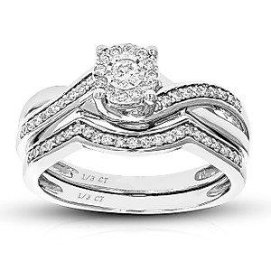 Vir Jewels 1/3 cttw Lab Grown Diamond Wedding Engagement Bridal Set Round for Women in .925 Sterling Silver Prong Set Size 8