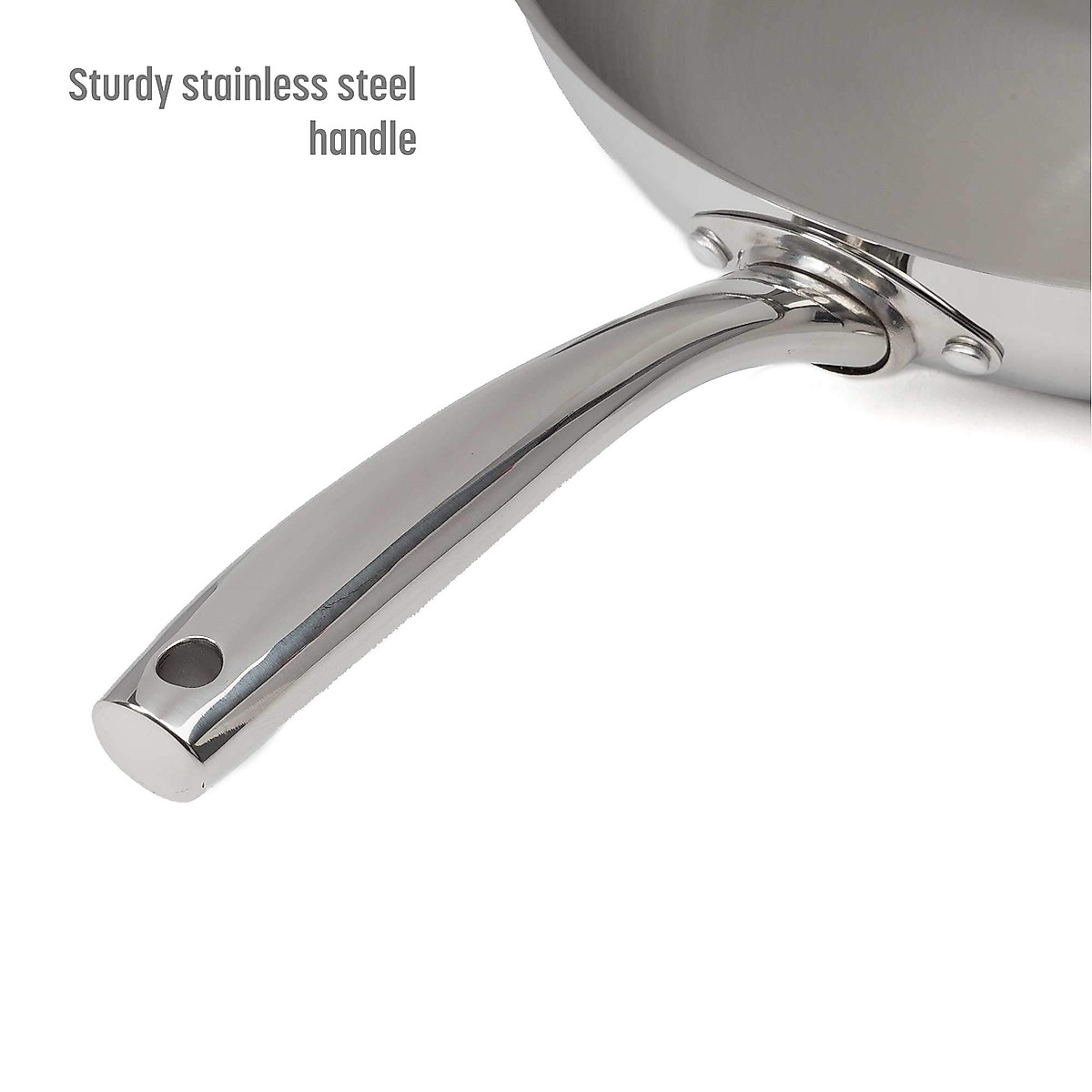 Goodful 12-Inch Stainless Steel Fry Pan with Universal Lid made from Stainless Steel and Glass Combo, Chrome