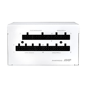 Phanteks (PH-P1000G_WT01) AMP Series 1000W 80PLUS Gold White Edition, ATX Power Supply, Fully Modular, Hybrid Mode, Silent fan, Revolt PRO LINK Certified