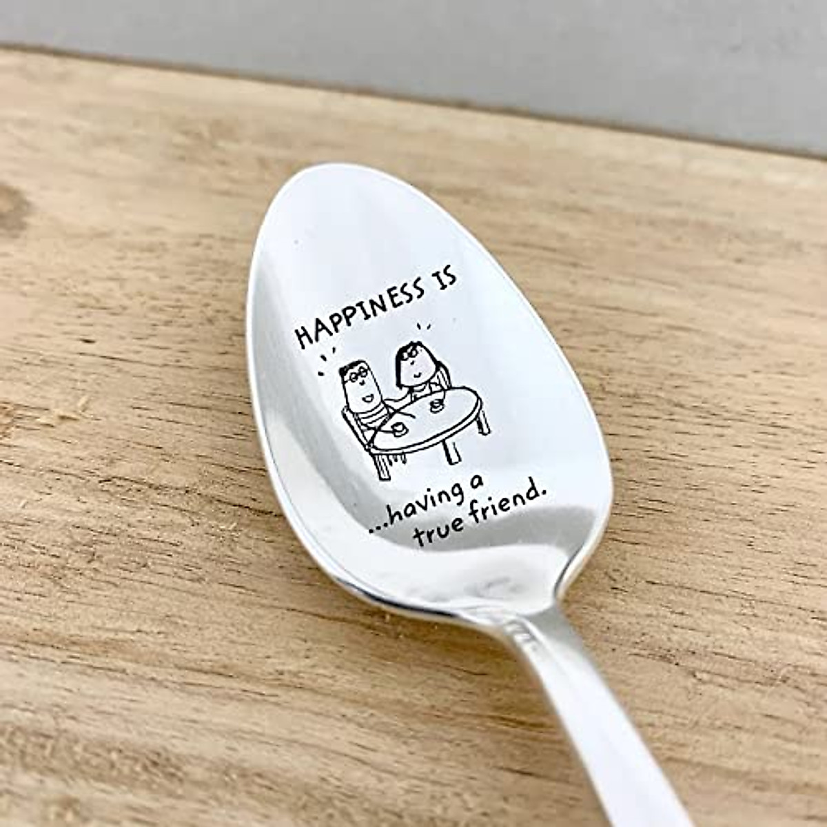 BIGEVENTS True friend Spoon Engraved teaspoons coffee spoon coffee spoons my peanut butter spoon peanut butter spoon spoon coffee spoons for tea tea gifts adult cereal spoon, Silver, 7 (A1)