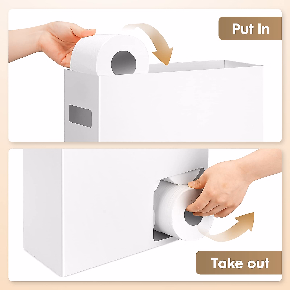 Toilet Paper Storage Organizer, Toilet Paper Holder Dispenser, 12 Rolls Compatible, White