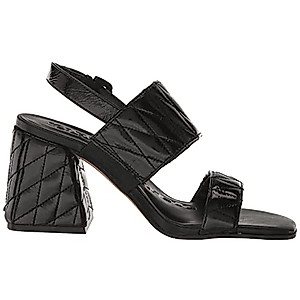 Karl Lagerfeld Paris Women's Sarina Open Toe Leather Heeled Sandal, Black Quilted, 8.5