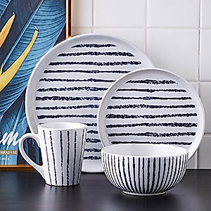 Stone Lain Nova Stoneware Dinnerware Set, 16-Piece Service for 4, Black