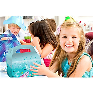 Roaring Good Time 12 PCS Mermaid Party Favor Boxes Mermaid Party Goodie Bags Mermaid Party Boxes Mermaid Party Favor Box Mermaid Birthday Party Supplies Under the Sea Party Supplies