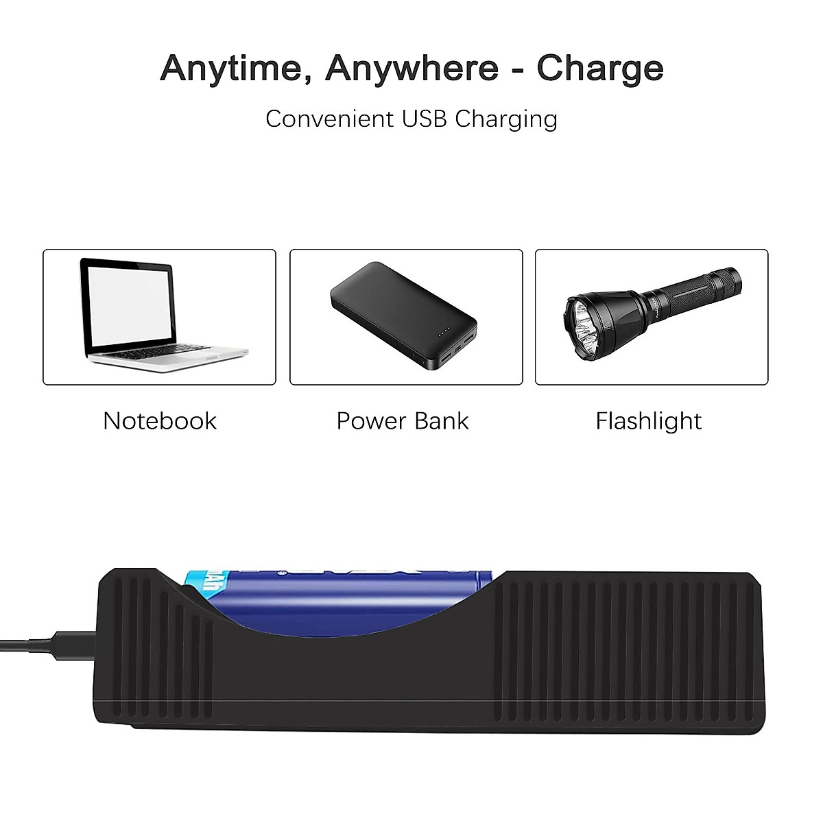 18650 Battery Charger, LCD Universal Intelligent 18650 USB Battery Charger for Li-ion/Ni-MH/Ni-Cd 18650 18490 18350 17670 17500 16340 (RCR123) 14500 A AA AAA AAAA (USB Charger)