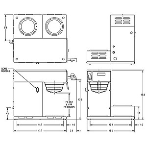 BUNN Axiom DV-3, Dual Voltage Automatic Commercial 12-Cup Coffee Maker, 3 Lower Warmers, 38700.0009,Grey, 7.5 Gallons