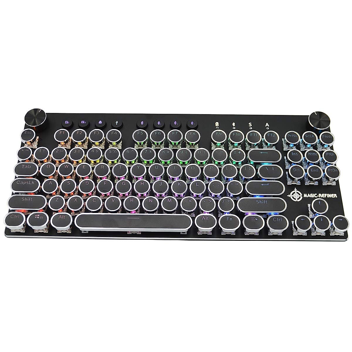 MK11 RGB Mechanical Keyboard Wireless/Wired Multi-Device Gaming Keyboard-Blue Switch-RGB LED Backlit-87 Keys for PC/Mac/iPad/iPhone/Smartphone/Laptop (Black)