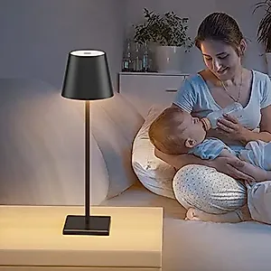 Howskys 2 Pack Black Cordless Table Lamp,5500mAh Battery Powered Table Lamp,3W Touch Rechargeable Battery Table Lamp 3000k Warm White,IP54 Indoor/Outdoor Table Lamp