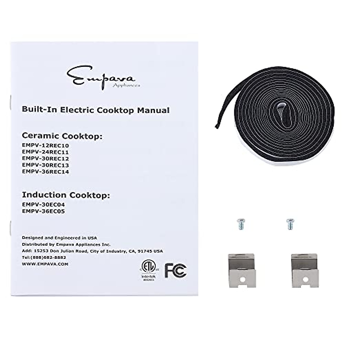 Empava 24-Inch Electric Radiant Cooktop 4 Burners Stove Top 6400W with 1-99 Minutes Timer and 9 Heating Levels Smooth Glass Surface in Black, 24 Inch