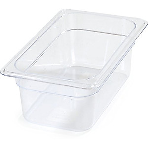 Carlisle FoodService Products Plastic Food Pan 1/4 Size 4 Inches Deep Clear