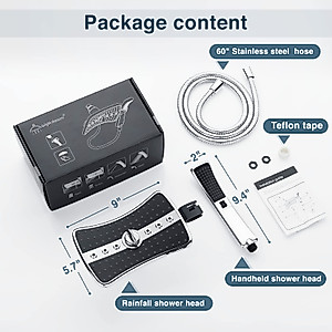 BRIGHT SHOWERS Dual Shower Head Combo Set, Handheld Showerhead Rainfall Shower Head Combo with Black Face, 60 Inch Long Stainless Steel Shower Hose, Chrome