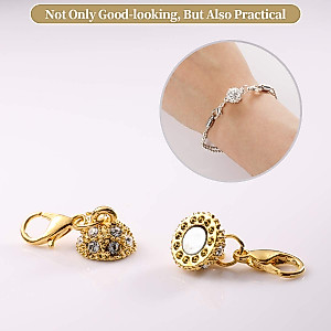 Aiskaer 16 Pcs Magnetic Lobster Clasps for Jewelry Necklace Bracelet Rhinestone Ball Style Cylindrical and Ball Tone Lobster Clasp