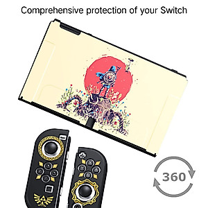PERFECTSIGHT Cute Protective Case Compatible with Nintendo Switch OLED | Kawaii Zelda | Anti-Scratch Shockproof Slim Cover Case for NS Console and Joy-Con Controllers, Hard Shell Dockable Case