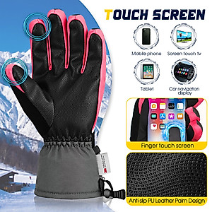 MORXPLOR Ski Snow Gloves for Men Women,3M Thinsulate Insulated Warm Winter Snowboard Gloves,Waterproof Windproof Winter Touchscreen Snowmobile Gloves for Cold Weather