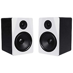 Rockville APM8W Powered USB Studio Monitor Speaker Pair in White, 8", 2-Way, 500W, EQ, MDF Wood, RCA/XLR, Perfect for Studios, Recording, Music