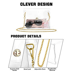 LHMTQVK Clear Purse for Women Clear Crossbody Bag Stadium Approved Transparent Bags for Concerts Sports Event Party (Golden)