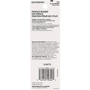 CoverGirl Perfect Blend Eye Pencil, Black Brown [110] 0.03 oz (Pack of 4)