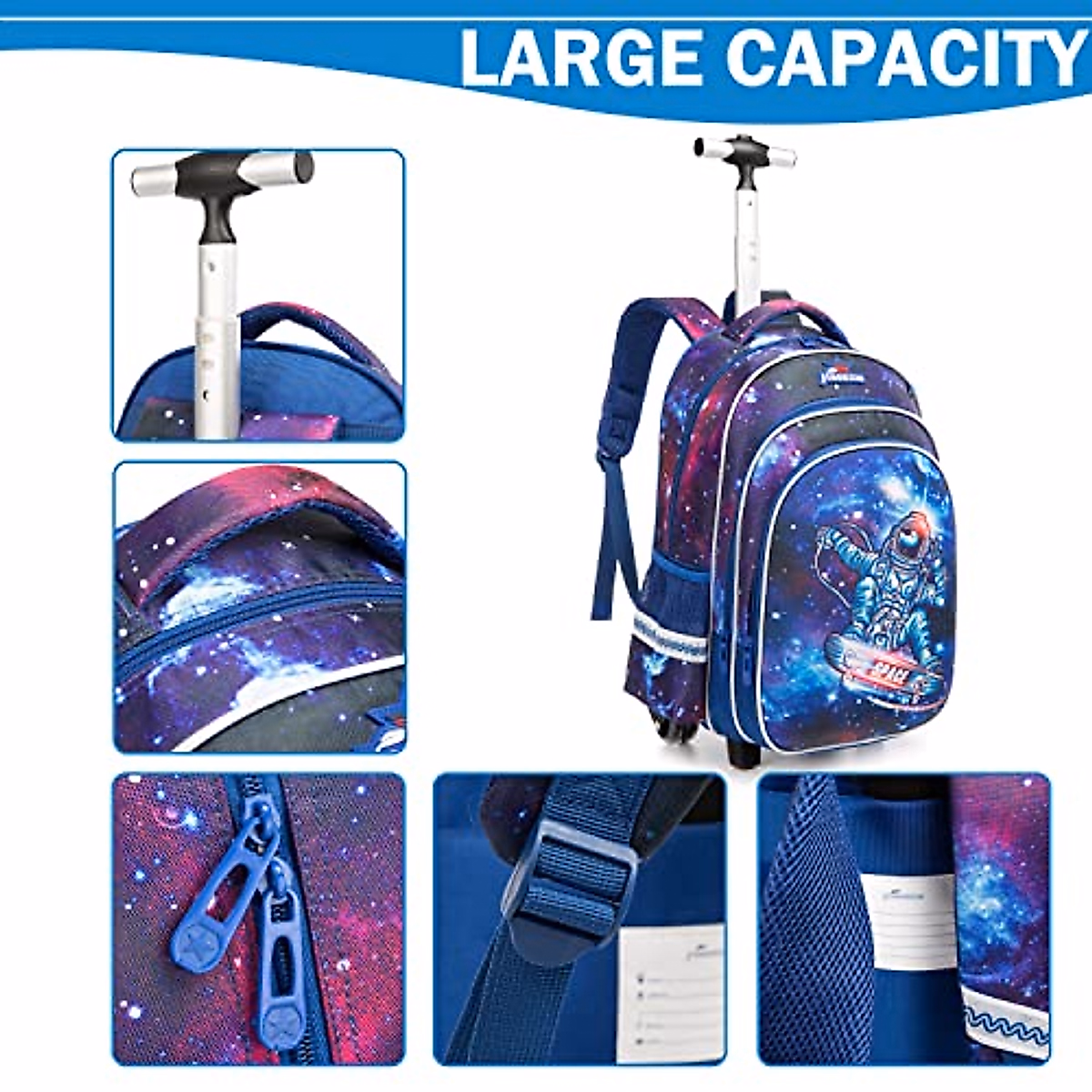 Meetbelify Boys Rolling Backpack Kids Backpacks with Wheels for Elementary Student School Bags Trolley Trip Luggage
