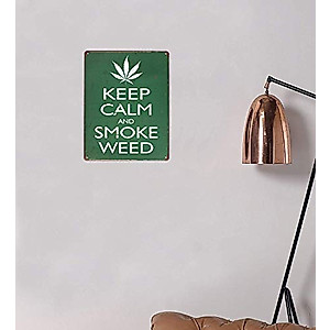 UOOPAI Keep Calm and Smoke Weed Vintage Metal Sign