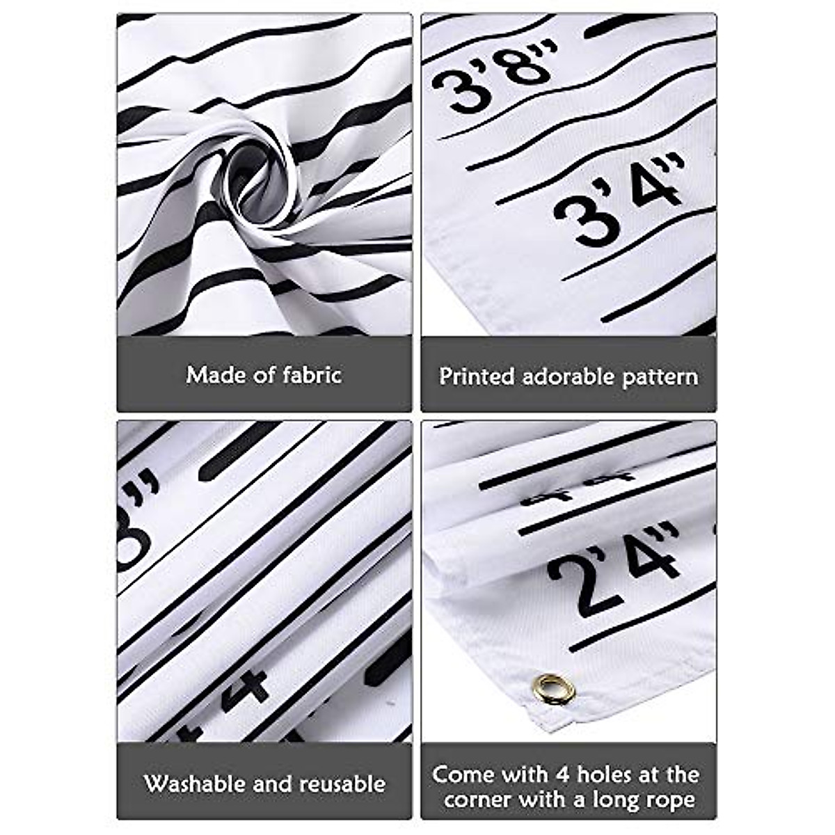 Mugshot Backdrop Photo Booth Banner 4.9 x 4.3 ft, Police Lineup Height Charts Photo Props Background Accurate Measurements Poster for Bachelorette Girls Night Out