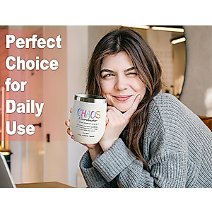 Thank You Gifts for Women, Chaos Coordinator Tumbler, Boss Lady Gifts for Women, Coworker, Mom, Manager, Teacher, Nurse, Birthday, Administrative Professional Day Gifts, 12oz Wine Tumbler, White