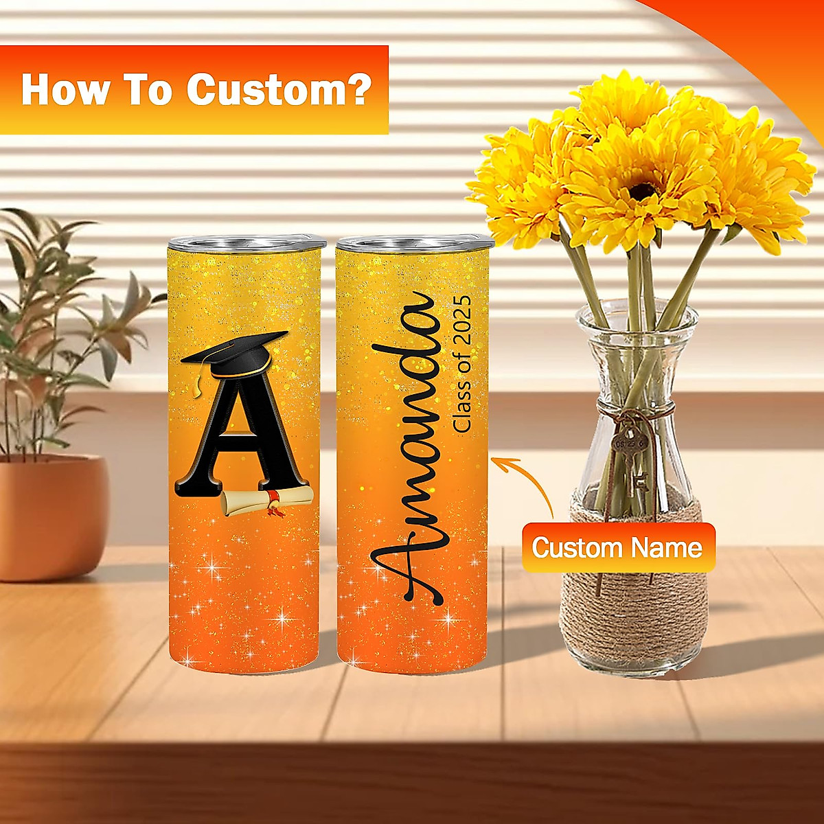 Personalized Graduation Gifts Tumbler 20oz with Name,Congratulations Graduates Gifts for Women,Custom Class of 2025 Cup, Master College High School Phd Presents for Her Women Girls Friends