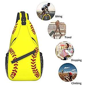 YOPIGOT Softball Print Sling Bag Chest Bag Softball Crossbody Bags For Mens Womens