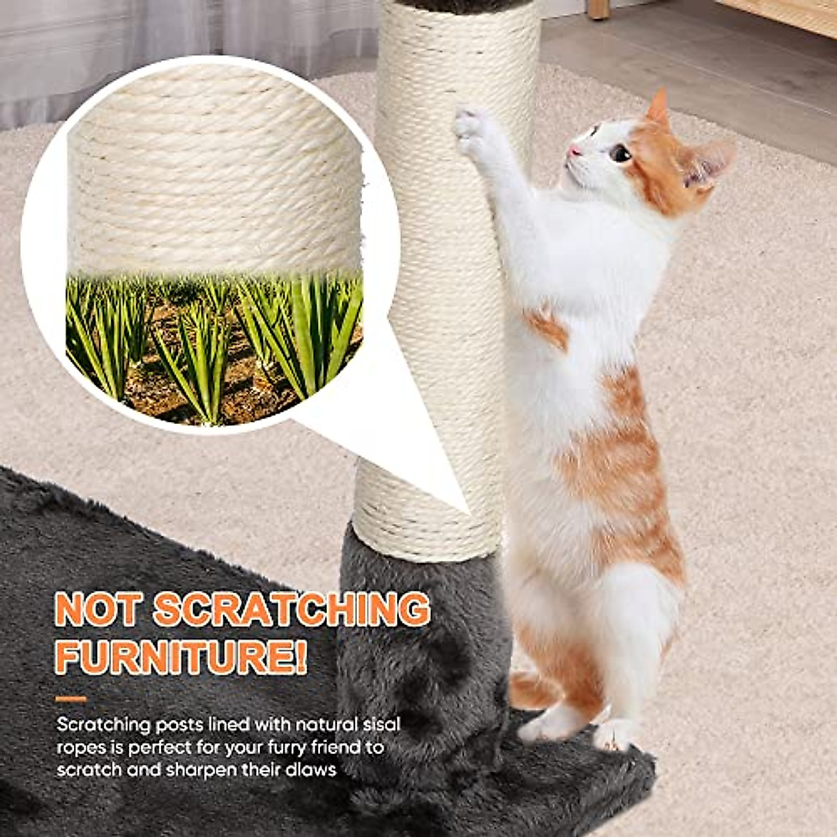 79in Cat Tree Tower for Indoor Cats Multi-Level Cat Furniture Condo Kitten Kitty Pet House with Scratching Posts, Plush Perch, Condo and Hammock