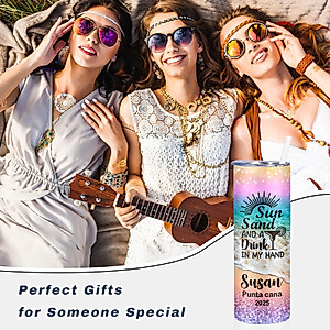 Personalized Girls Trip Tumblers with Name - Custom Beach Vacation Tumbler with Lid and Straw, Girls Weekend Gifts for Women, 2025 Girls Trip Gifts, Family Trip Gift, Bachelorette Trip Vacation Cups