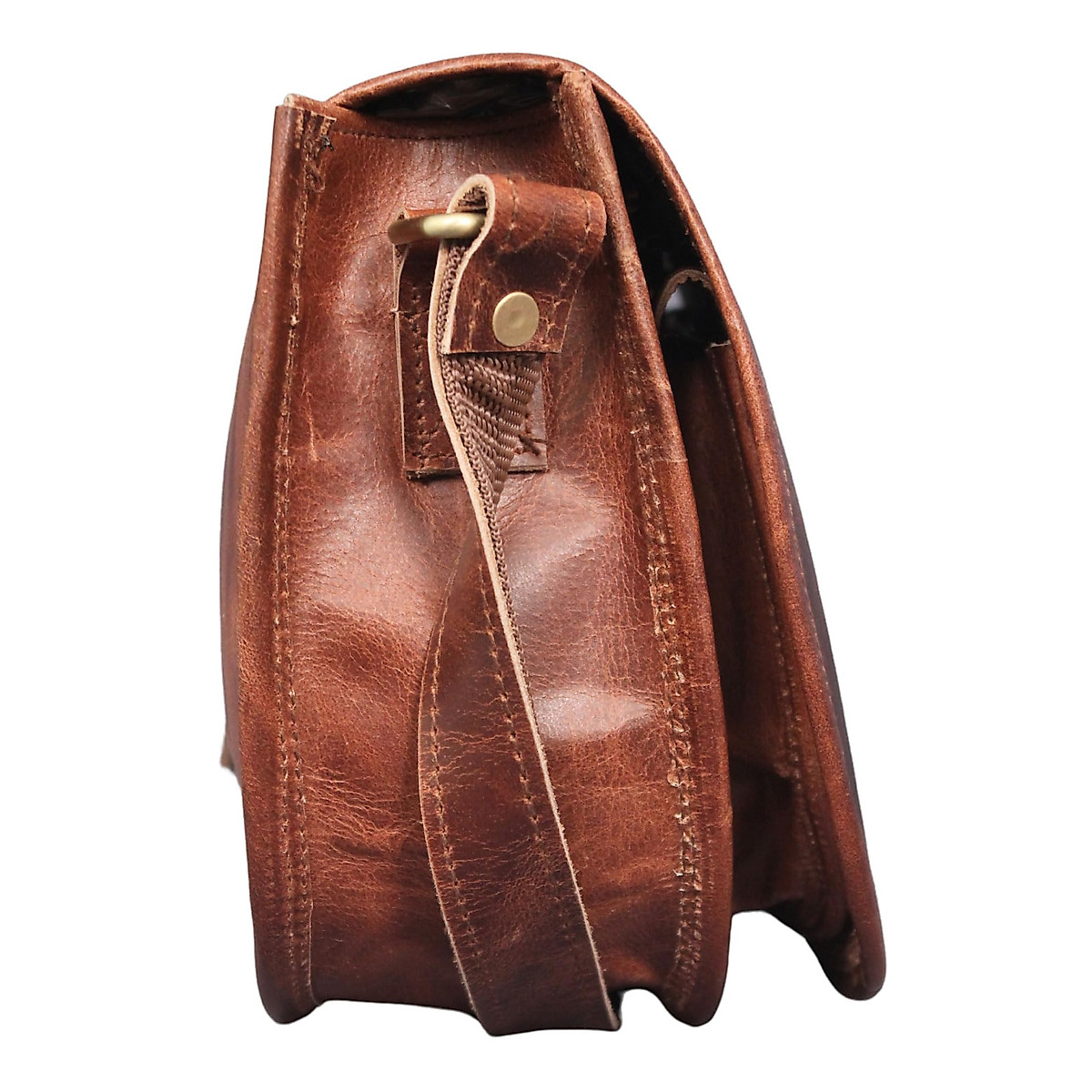 Madosh, Saddle Bag For Women Genuine Leather Crossbody Bag Girls Sling Purse Ladies Cross-Over Handbag (BROWN)