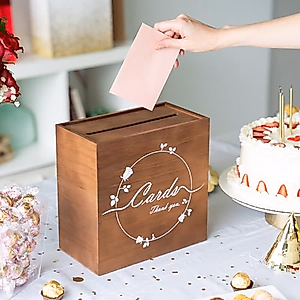 Daily Venture Wood Card Box with Slot & Lid | Assembled Card Box for Party | Rustic Wood Card Box for Wedding, Envelope Gift Box for Reception, Baby Shower, Wedding Card Box for Cards and Money