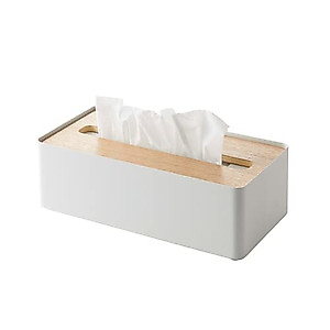 YAMAZAKI home Rin Tissue Case with A Lid, Natural, Short