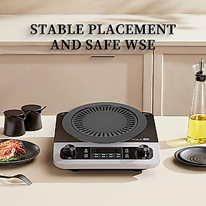 Kelepu Korean BBQ Grill Korean Style BBQ Grill Plate Smokeless Round Nonstick Iron Household Barbecue Pan Roasting Grill Pan with Outer Pan and Inner Pan for Indoor Outdoor Home Camping