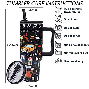 wonshia 40oz Friends TV Tumbler with Lid and Straw Stainless Steel Coffee Cup Funny TV Show Gifts,Vaccum Insulated Double Wall Coffee Mug for Best Friends Brithday Anniversary Christmas Gifts